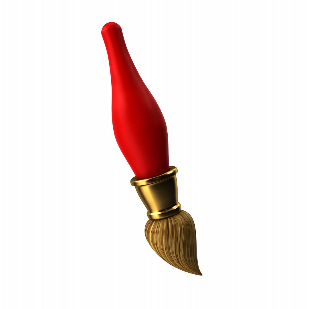 Artist Paint Brush Cartoon Red 3D Model - TurboSquid 2331707
