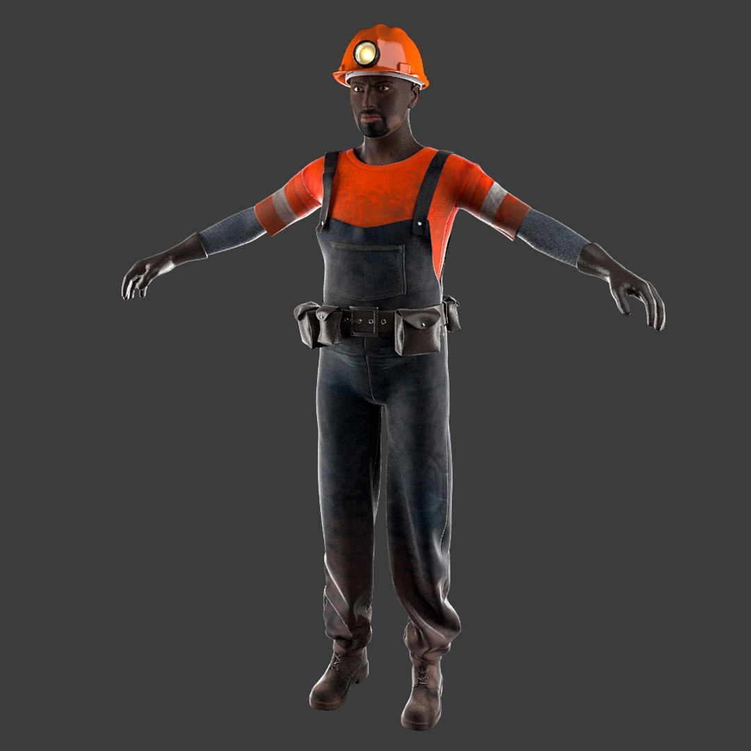 3d Model Miner Worker Helmet
