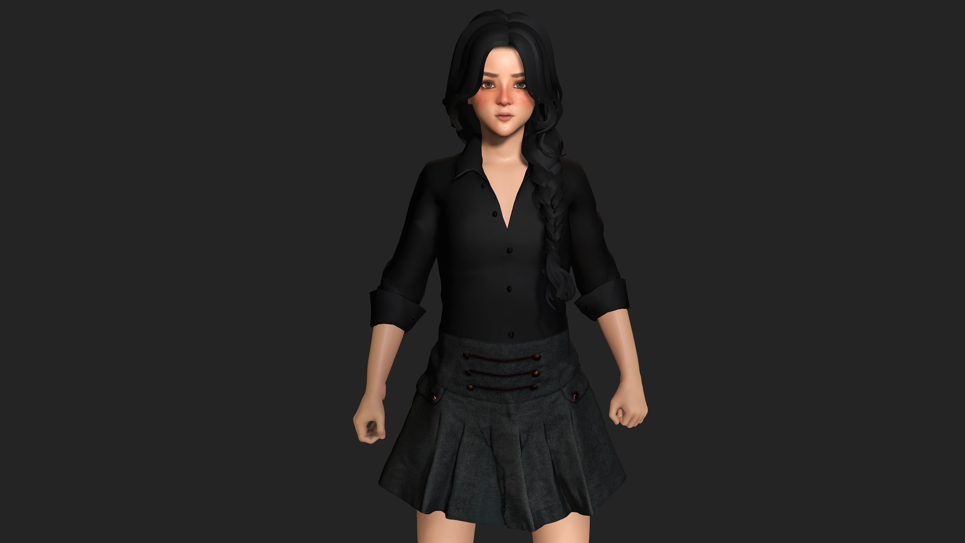 3D Model AAA 3D STYLIZED CARTOON CHARACTER - YOUNG FEMALE CASUAL ...