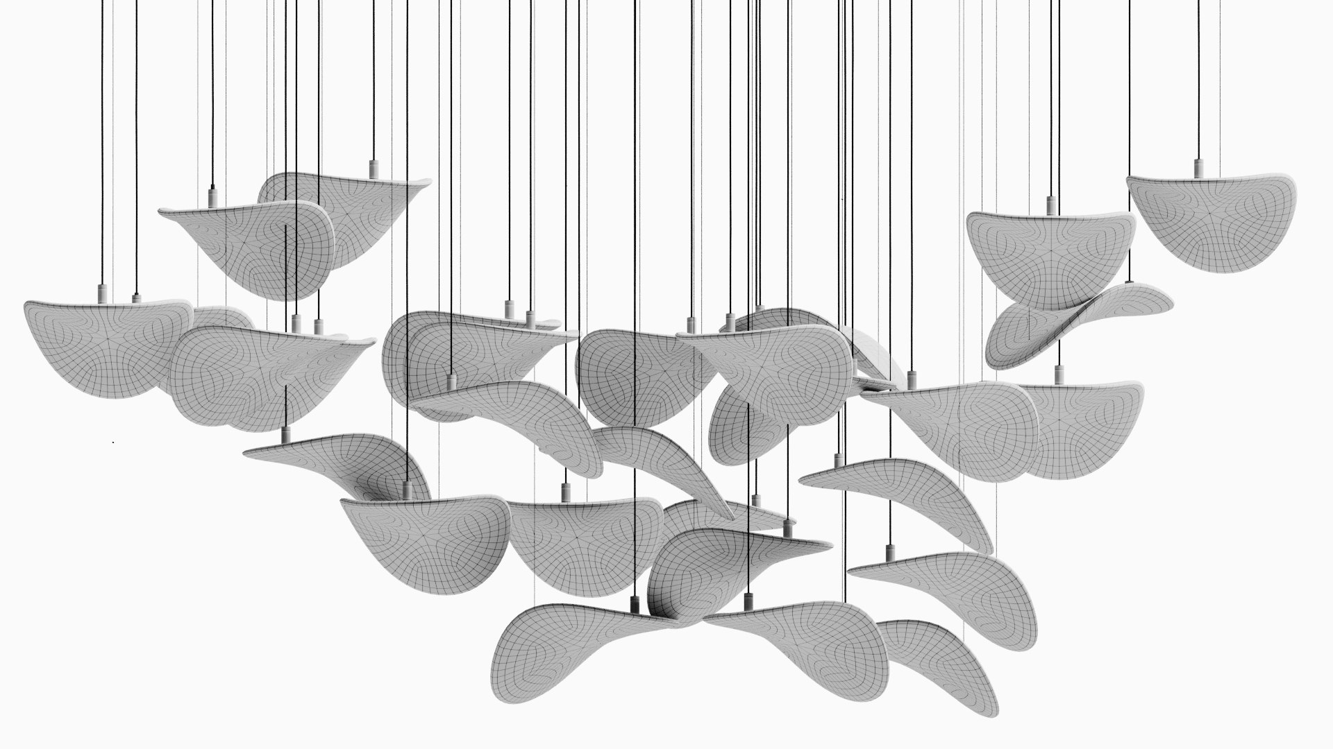3D Vakkerlight Wave Floating Leaf Chandelier - TurboSquid 2325756