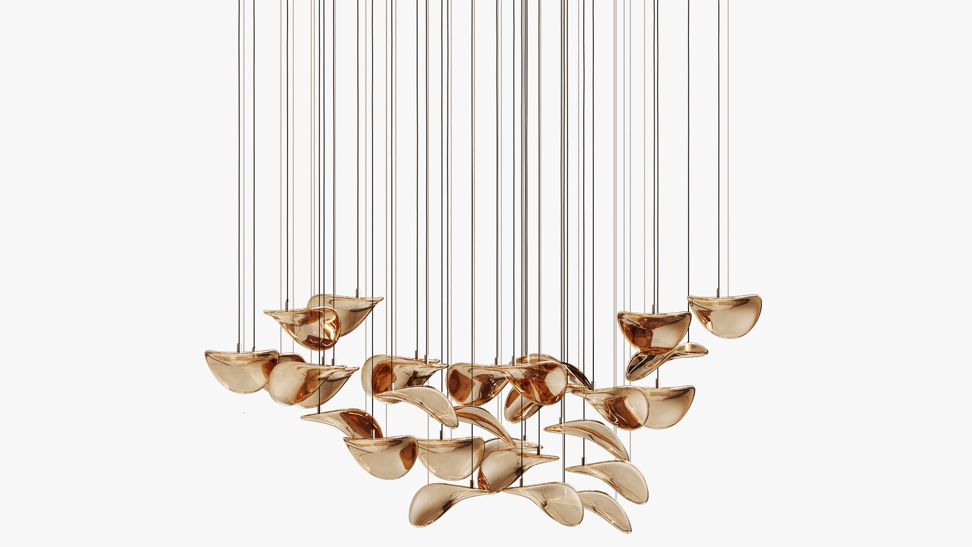 3D Vakkerlight Wave Floating Leaf Chandelier - TurboSquid 2325756