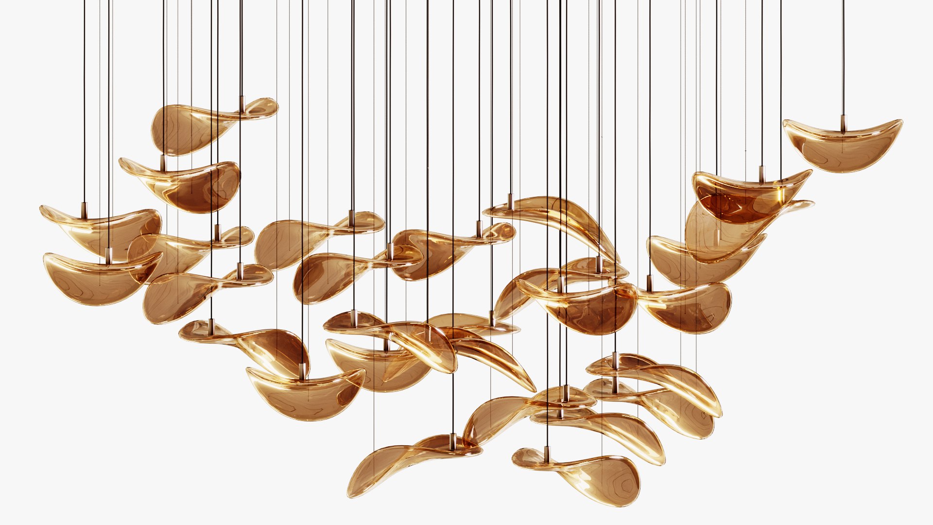 3D Vakkerlight Wave Floating Leaf Chandelier - TurboSquid 2325756