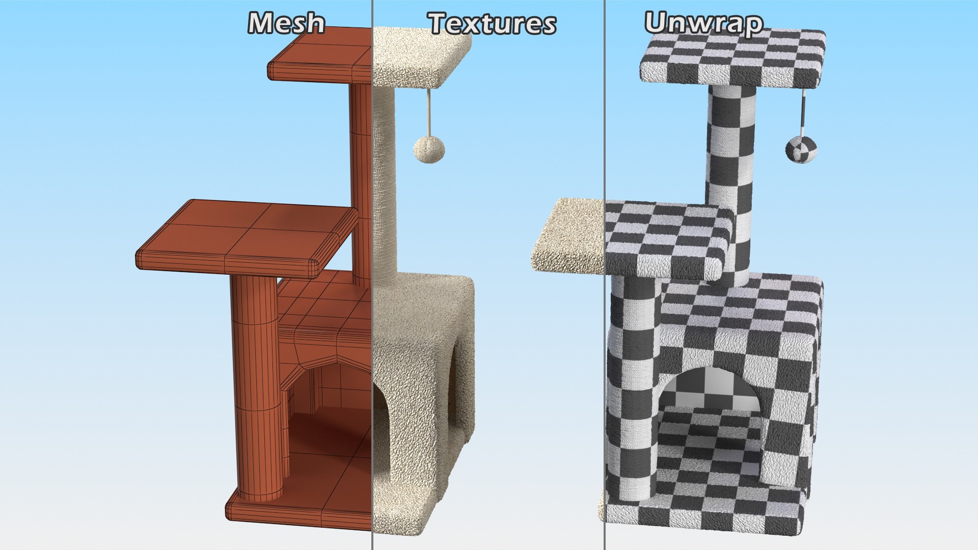 3D Cat Tree 3-Level model - TurboSquid 1821187