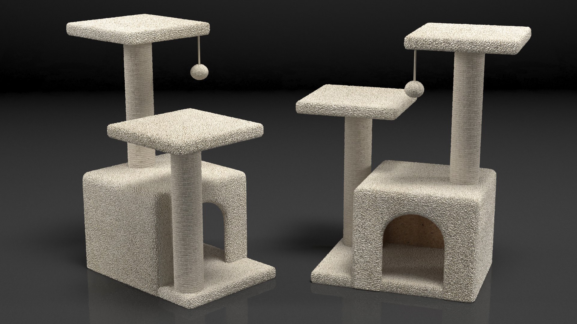 3D Cat Tree 3-Level model - TurboSquid 1821187
