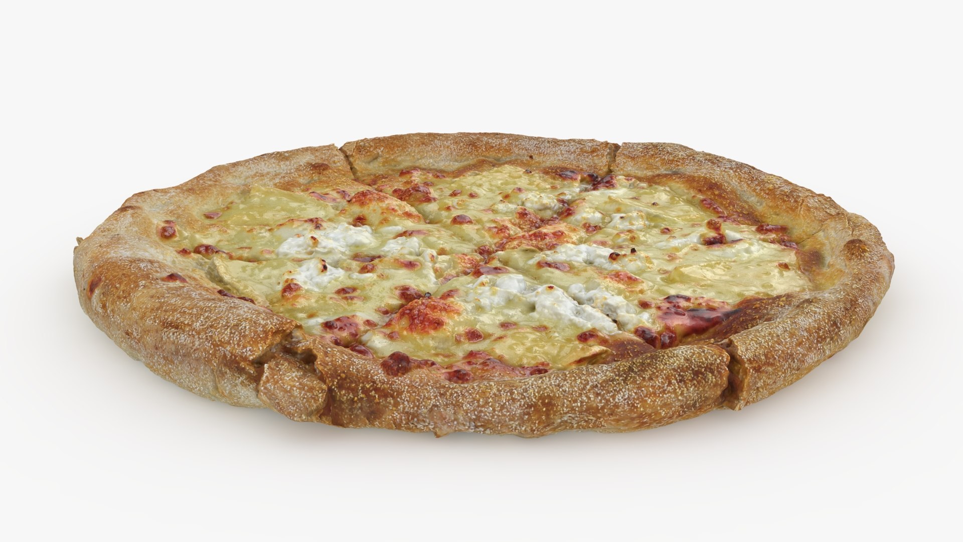 3D Four Cheese Pizza Model - TurboSquid 2391041
