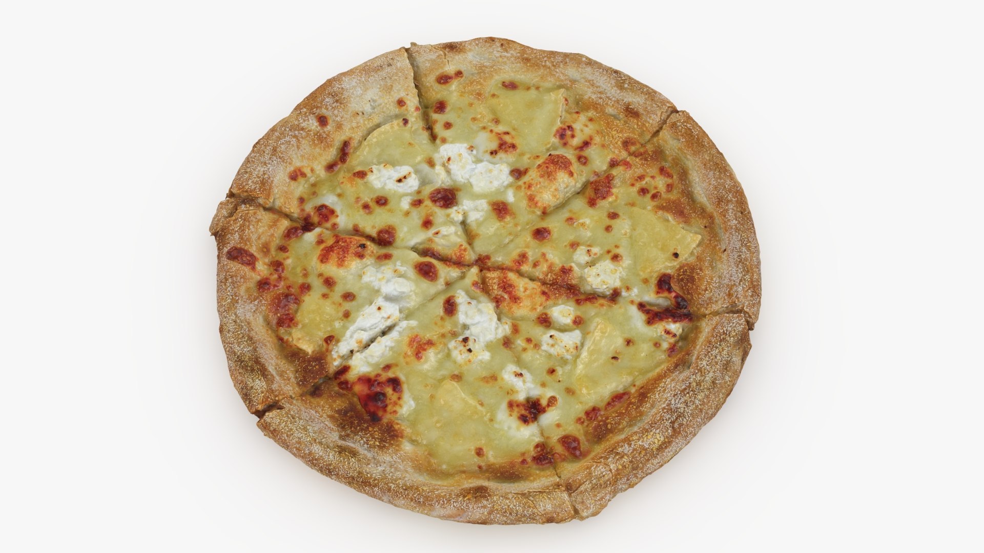 3D Four Cheese Pizza Model - TurboSquid 2391041