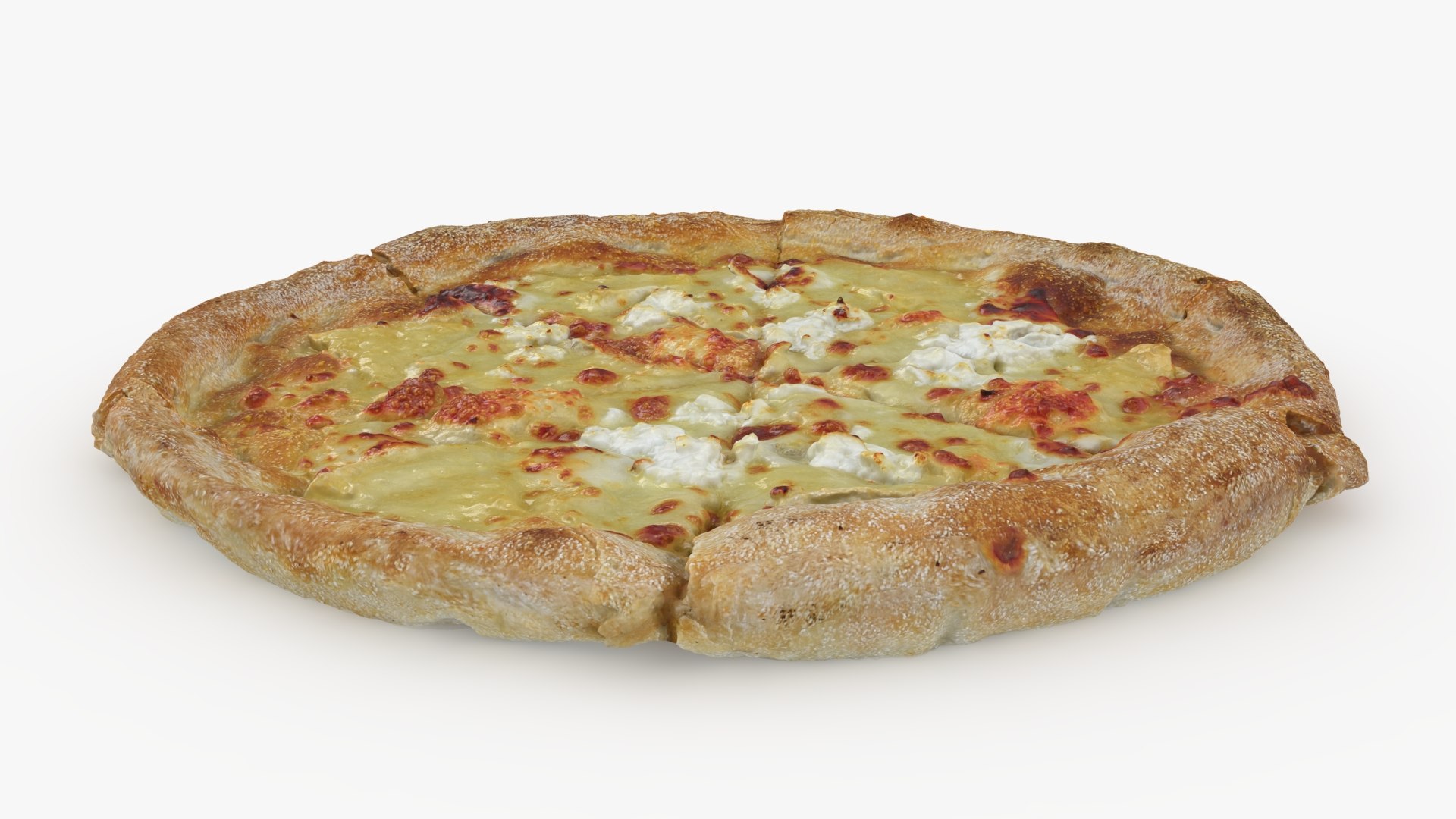 3D Four Cheese Pizza Model - TurboSquid 2391041
