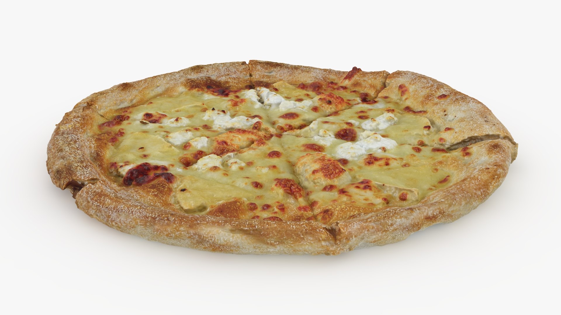 3D Four Cheese Pizza Model - TurboSquid 2391041