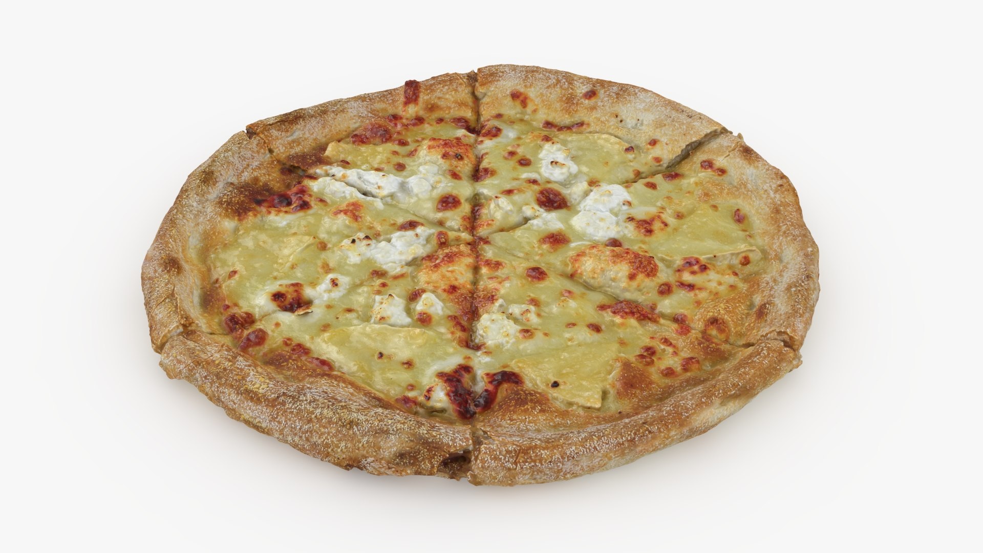 3D Four Cheese Pizza Model - TurboSquid 2391041