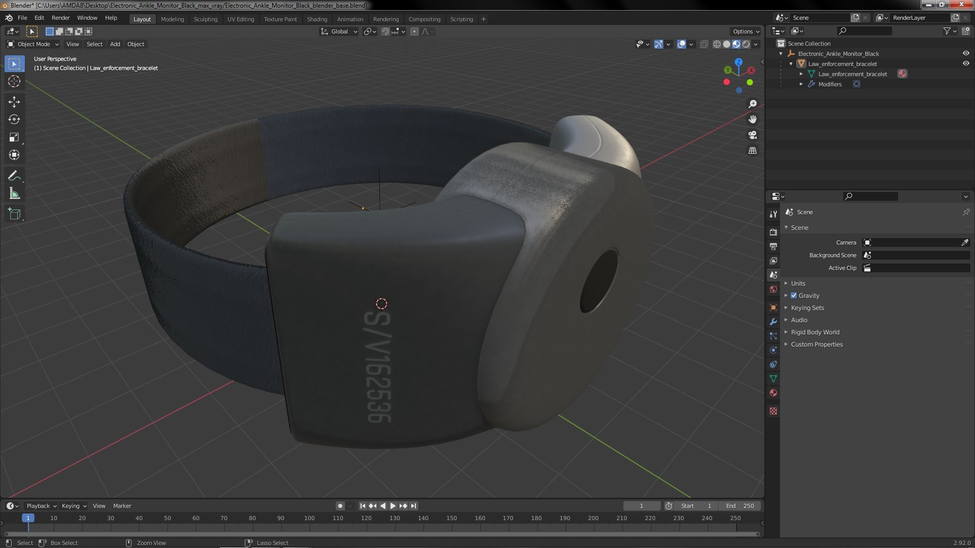 Electronic Ankle Monitor Black 3D model - TurboSquid 1961399