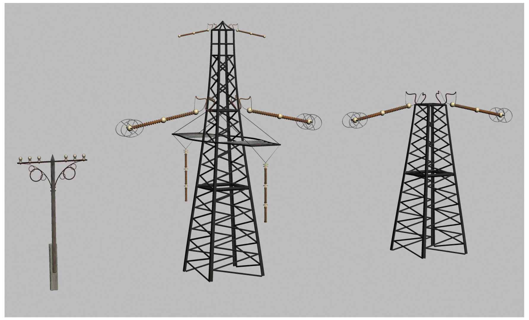 3d Poles Pylons Model