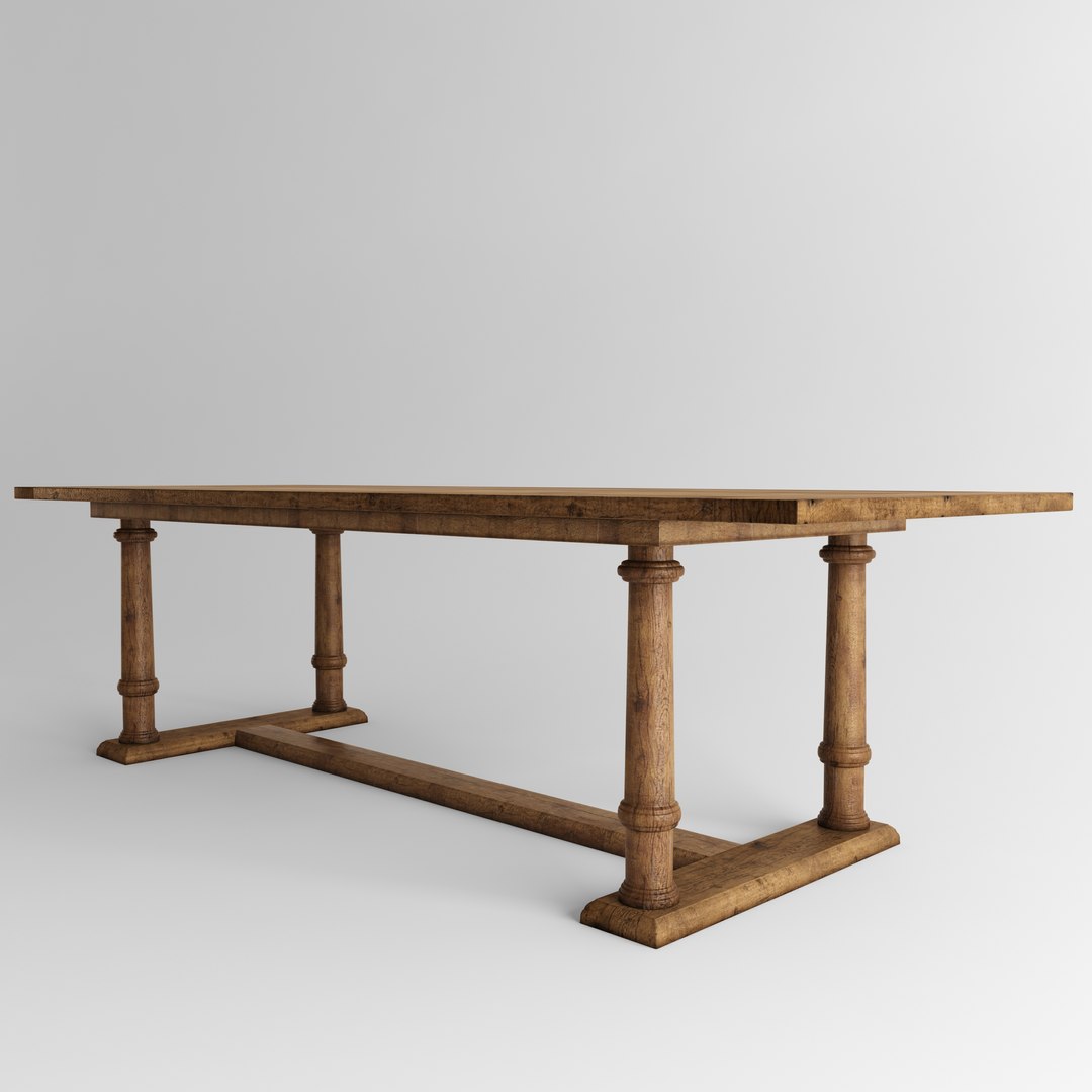table reclaimed oak columns 3d max