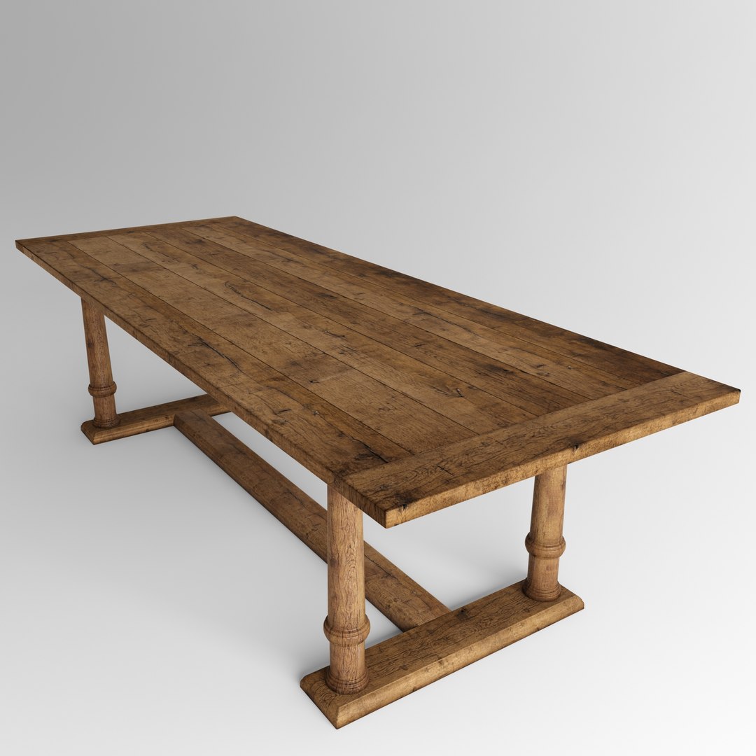 table reclaimed oak columns 3d max