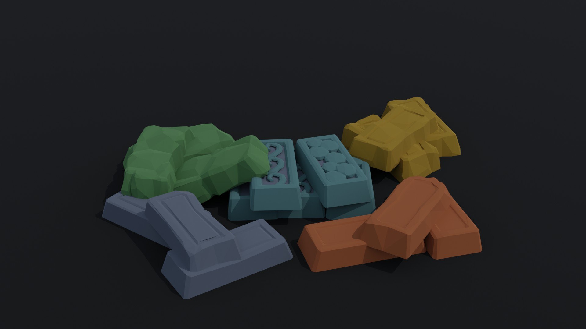 3D model Low-poly Cartoon fantasy ingots kit Polygonal - TurboSquid 2019007