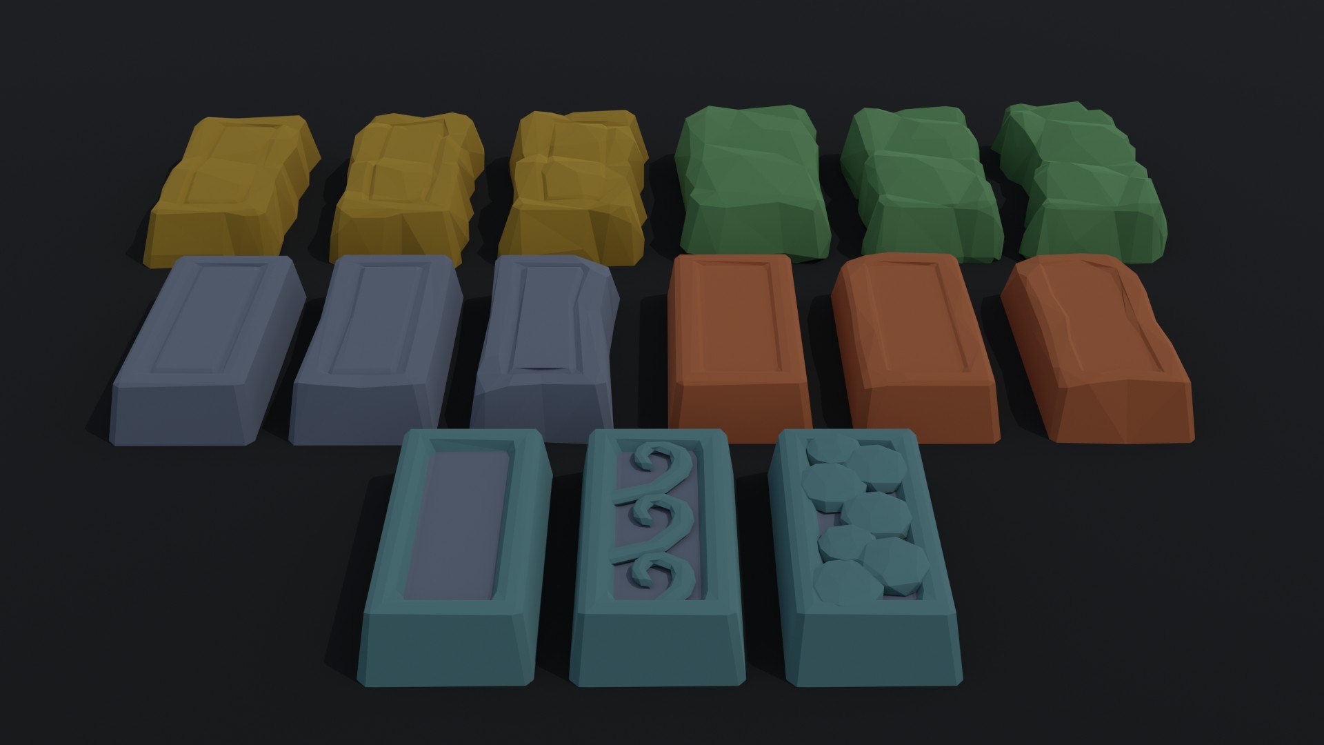 3D model Low-poly Cartoon fantasy ingots kit Polygonal - TurboSquid 2019007