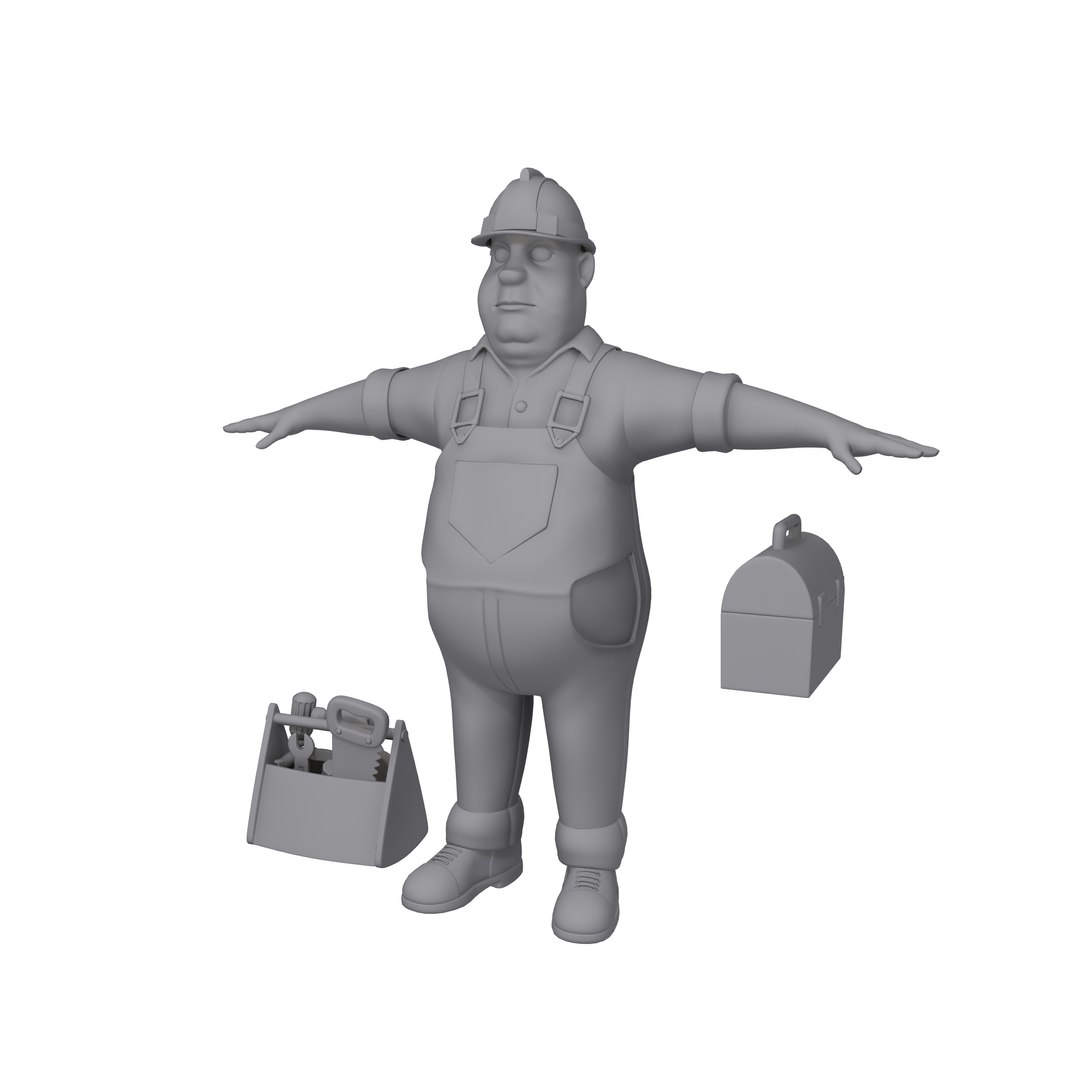 Worker Cartoon Work 3D - TurboSquid 1667652