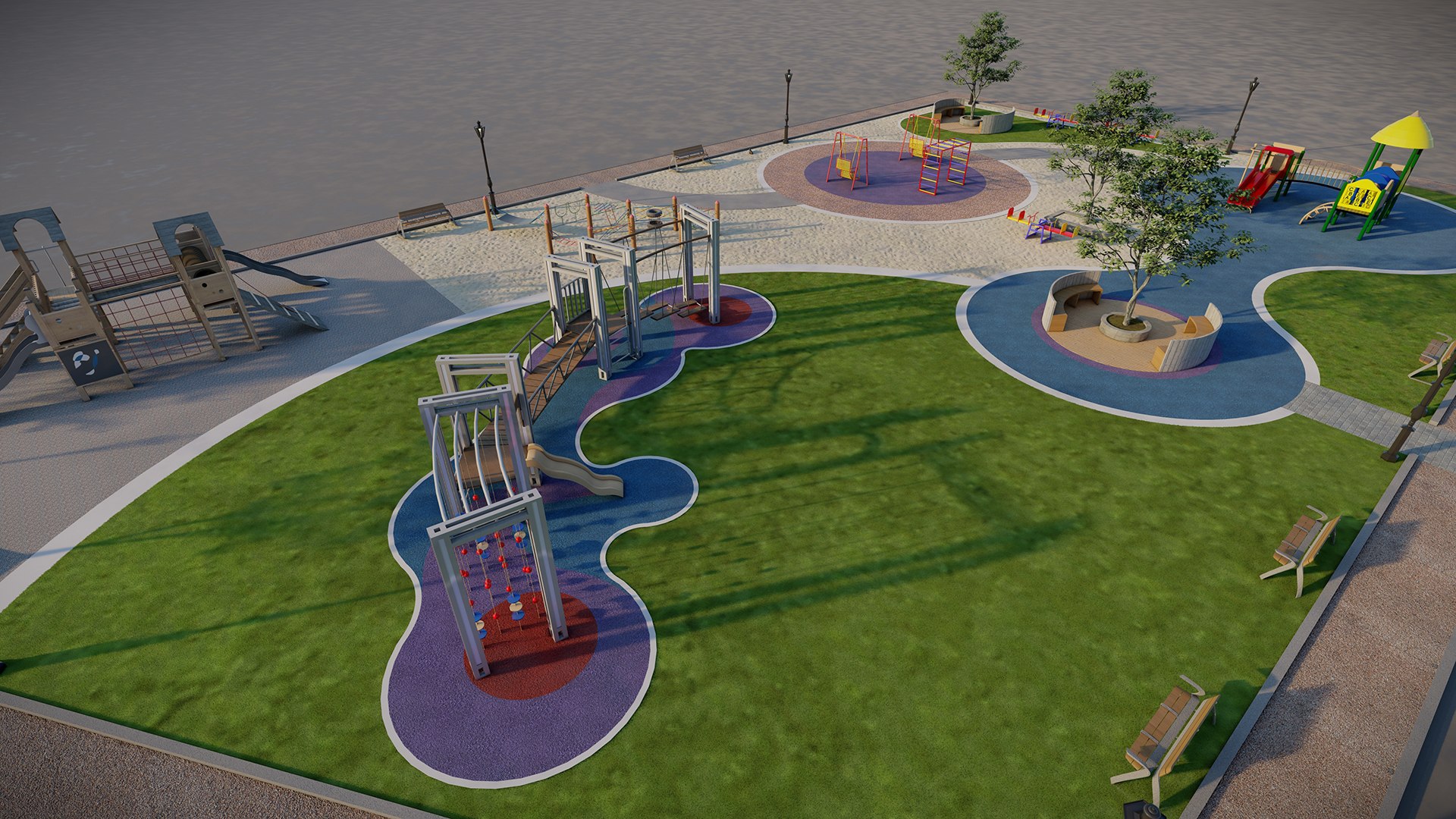 3D Childrens Playground Park 3D Model Outdoor Play Area With Slides And ...