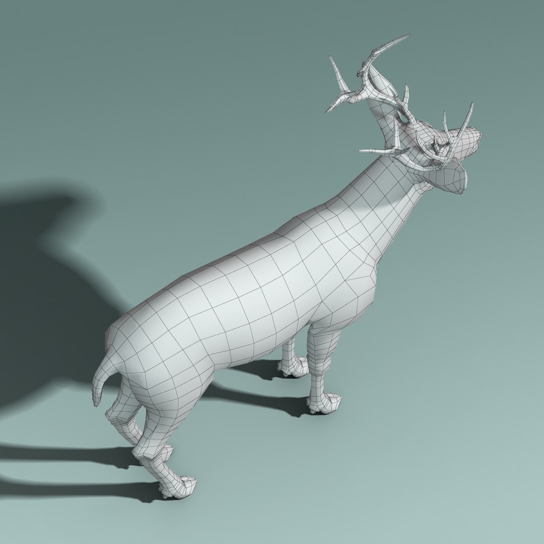 3d mule deer stag rigged model