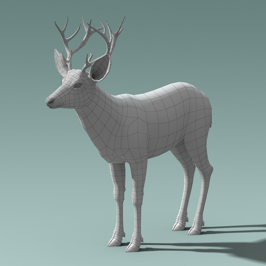 3d mule deer stag rigged model