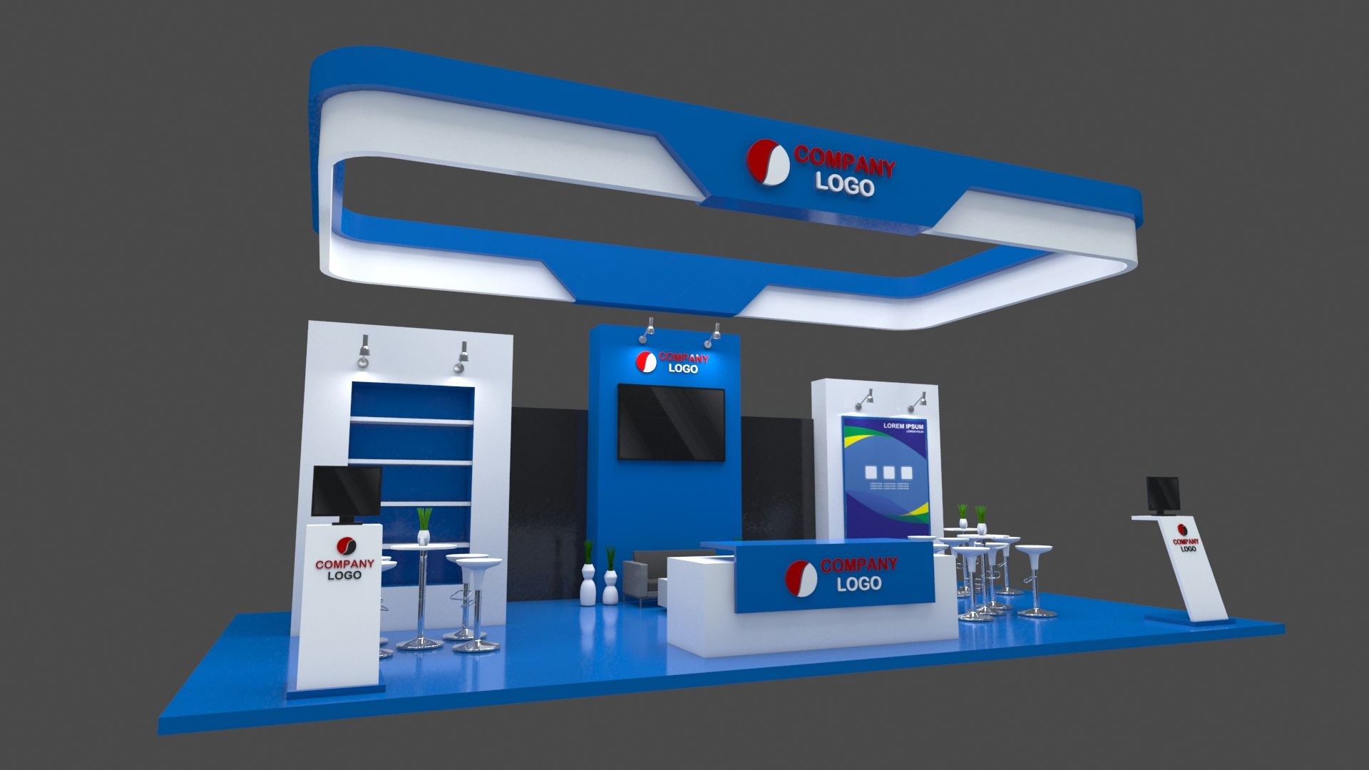 Booth 10m X 5m Blue 3D Model - TurboSquid 1799343