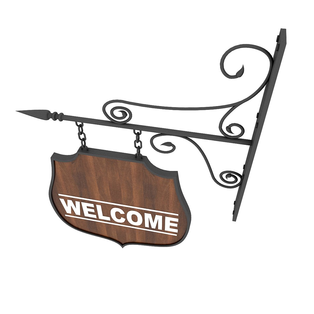 Welcome sign 3D model - TurboSquid 1439582