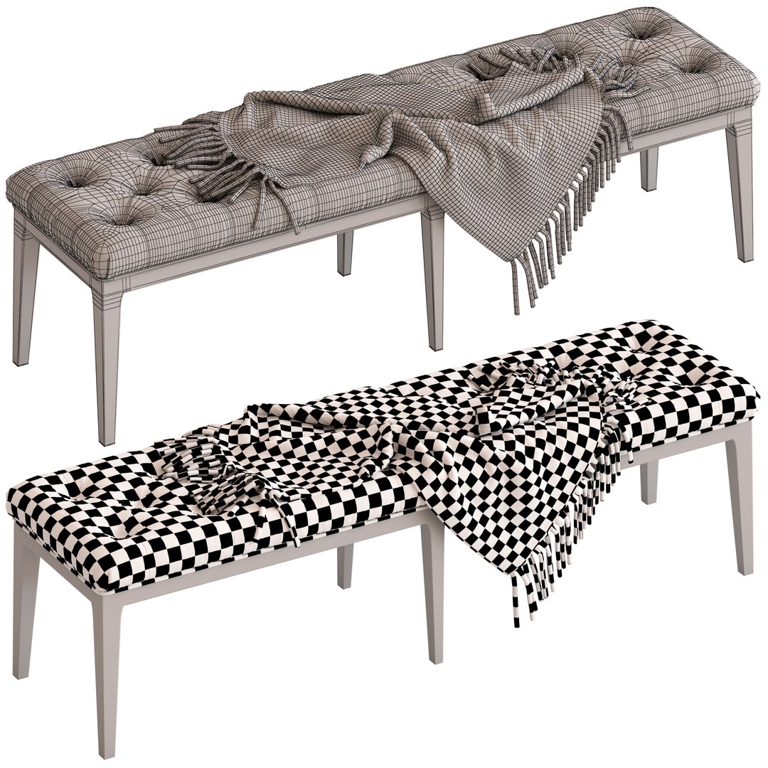 Coco Republic Piccadilly Tufted Bench 3D - TurboSquid 2166956