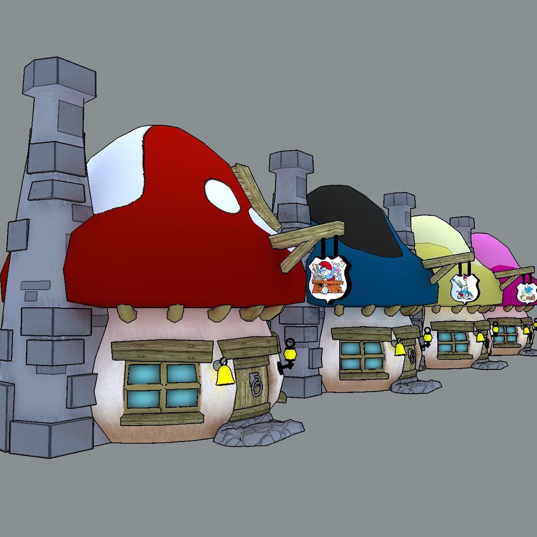 Mushroom Houses Smurfs 3D Model - TurboSquid 1381340