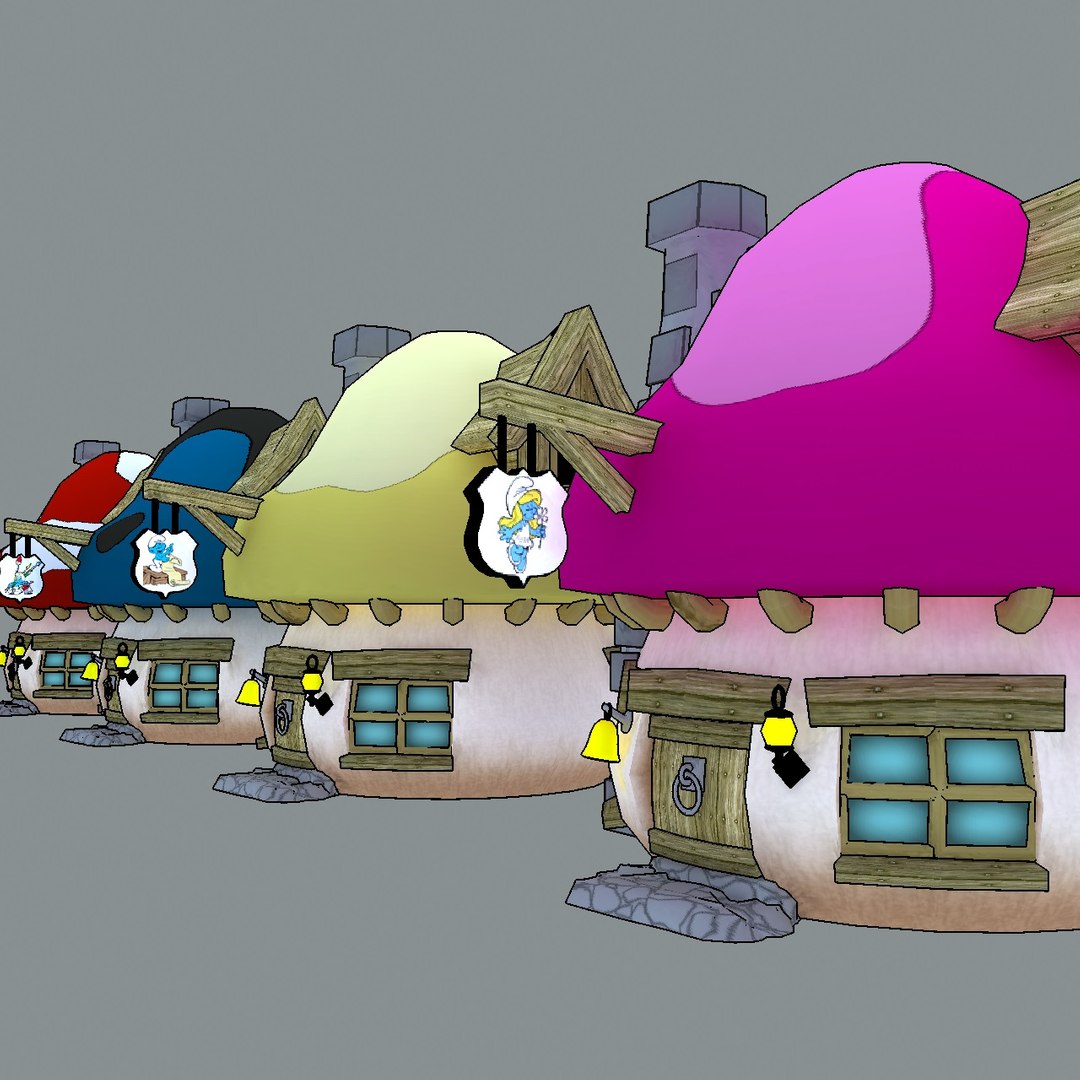 Mushroom Houses Smurfs 3D Model - TurboSquid 1381340