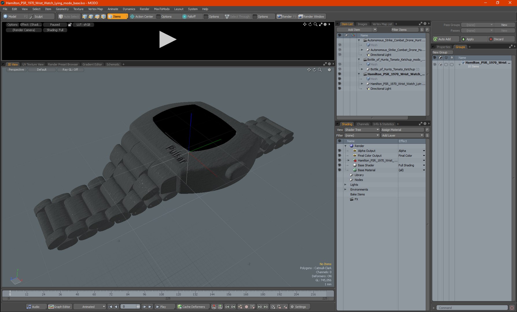 Hamilton PSR 1970 Wrist Watch Lying 3D - TurboSquid 1966516