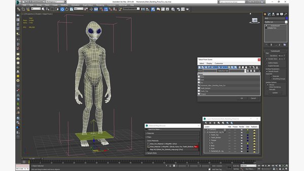 3D model Humanoid Alien Standing Pose Fur - TurboSquid 1871193
