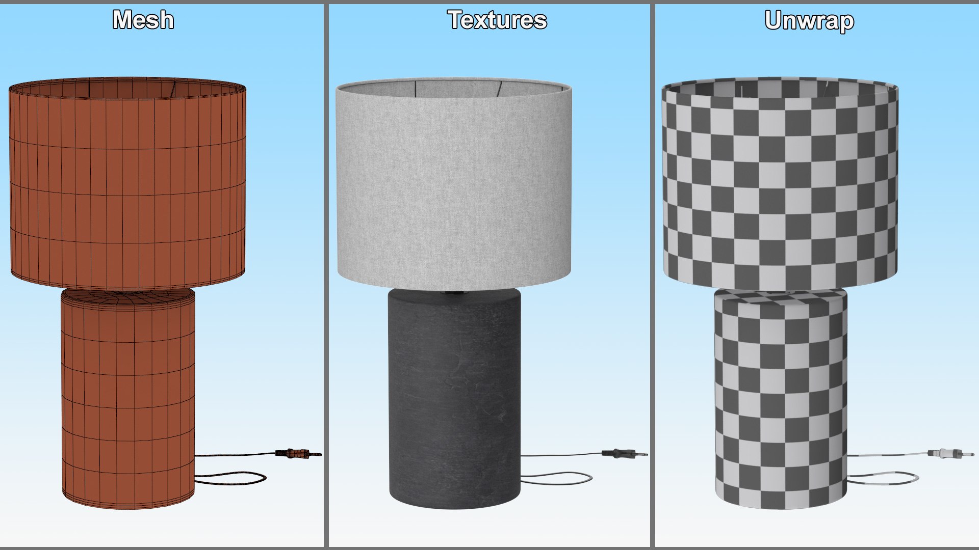 3D Table Lamp With Fabric Shade Model - TurboSquid 2237072
