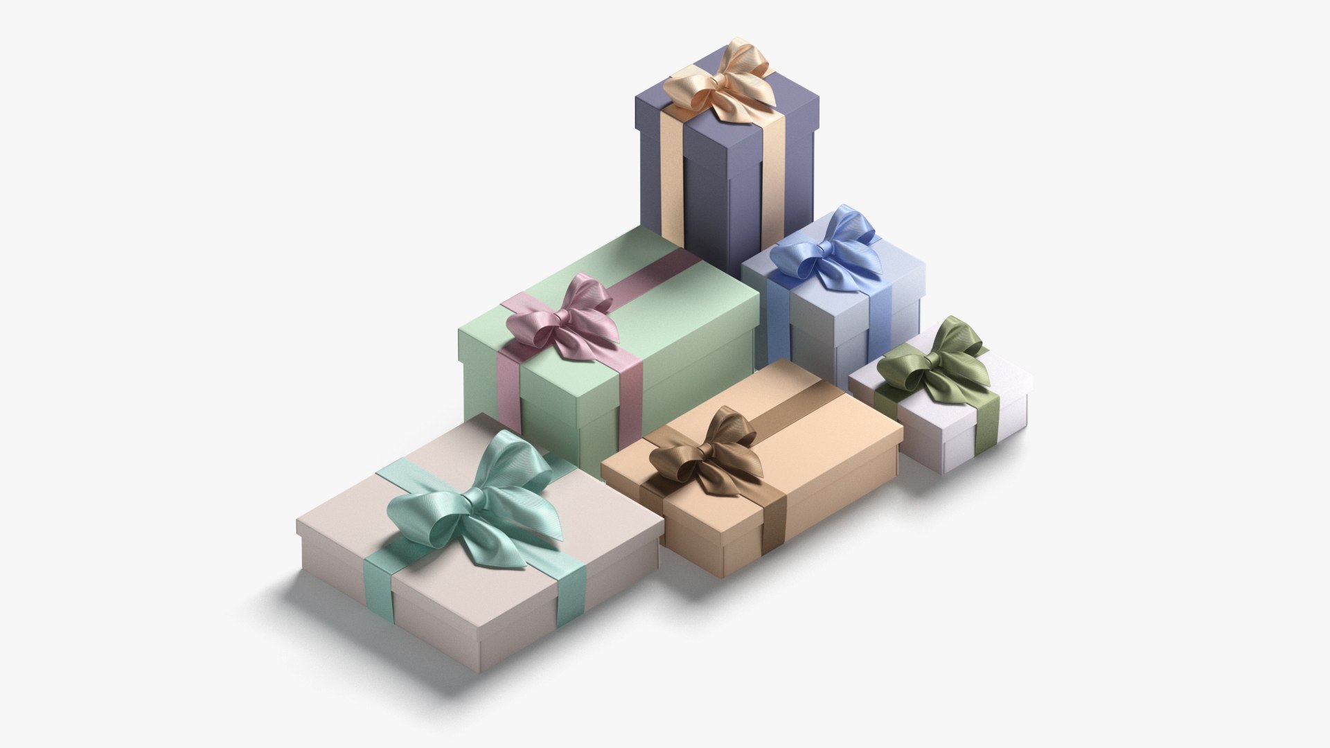 Gift boxes set - 6 box shapes 3D model - TurboSquid 1895670