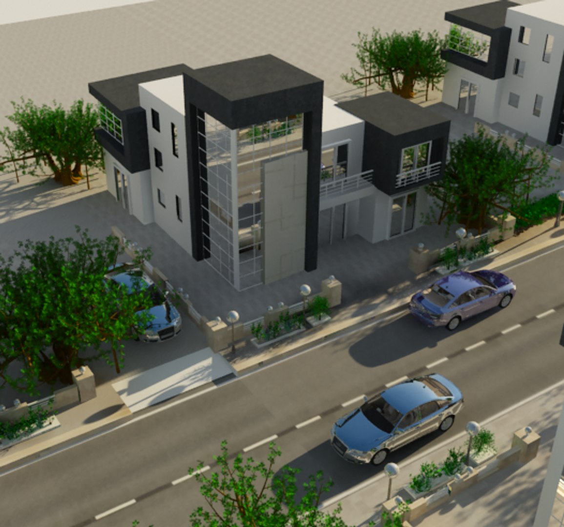 3D Modern Villa Compound Exterior - TurboSquid 1383614