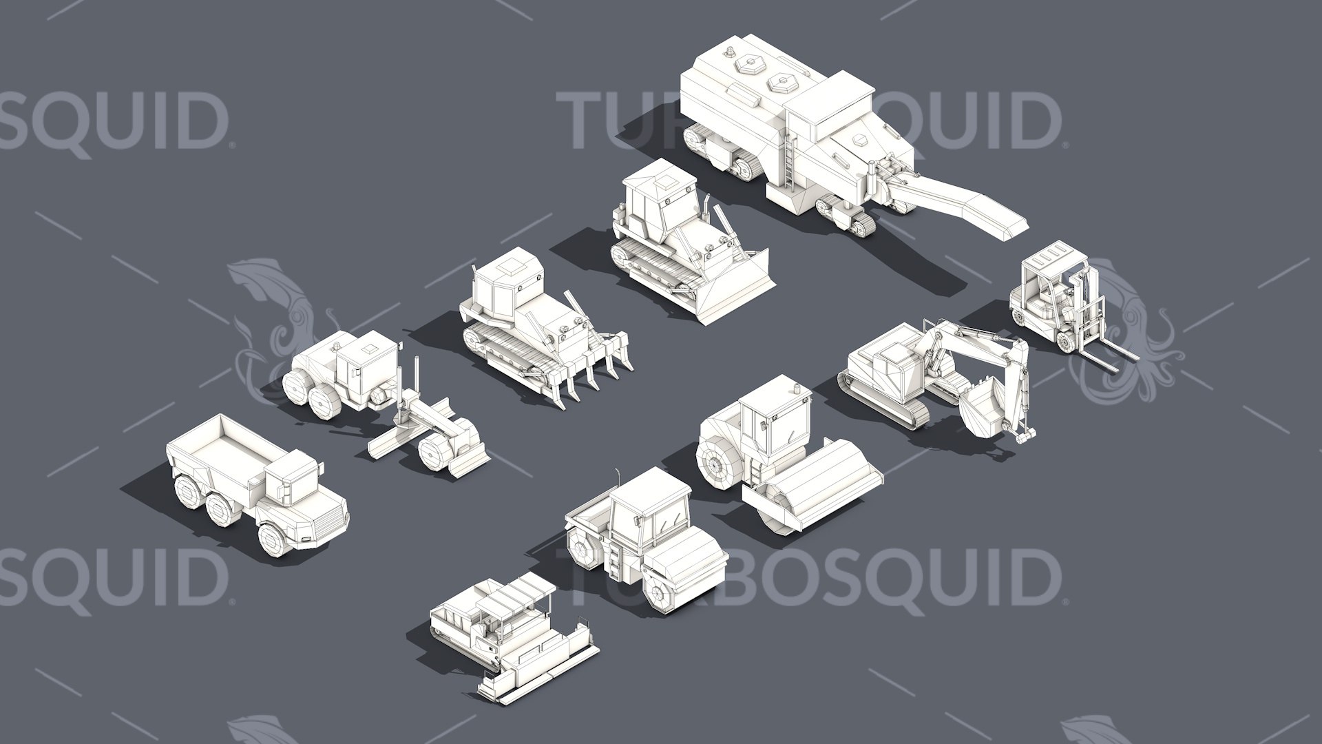 Low Poly Heavy Construction Machinery Equipment Industrial Low-poly 3D ...