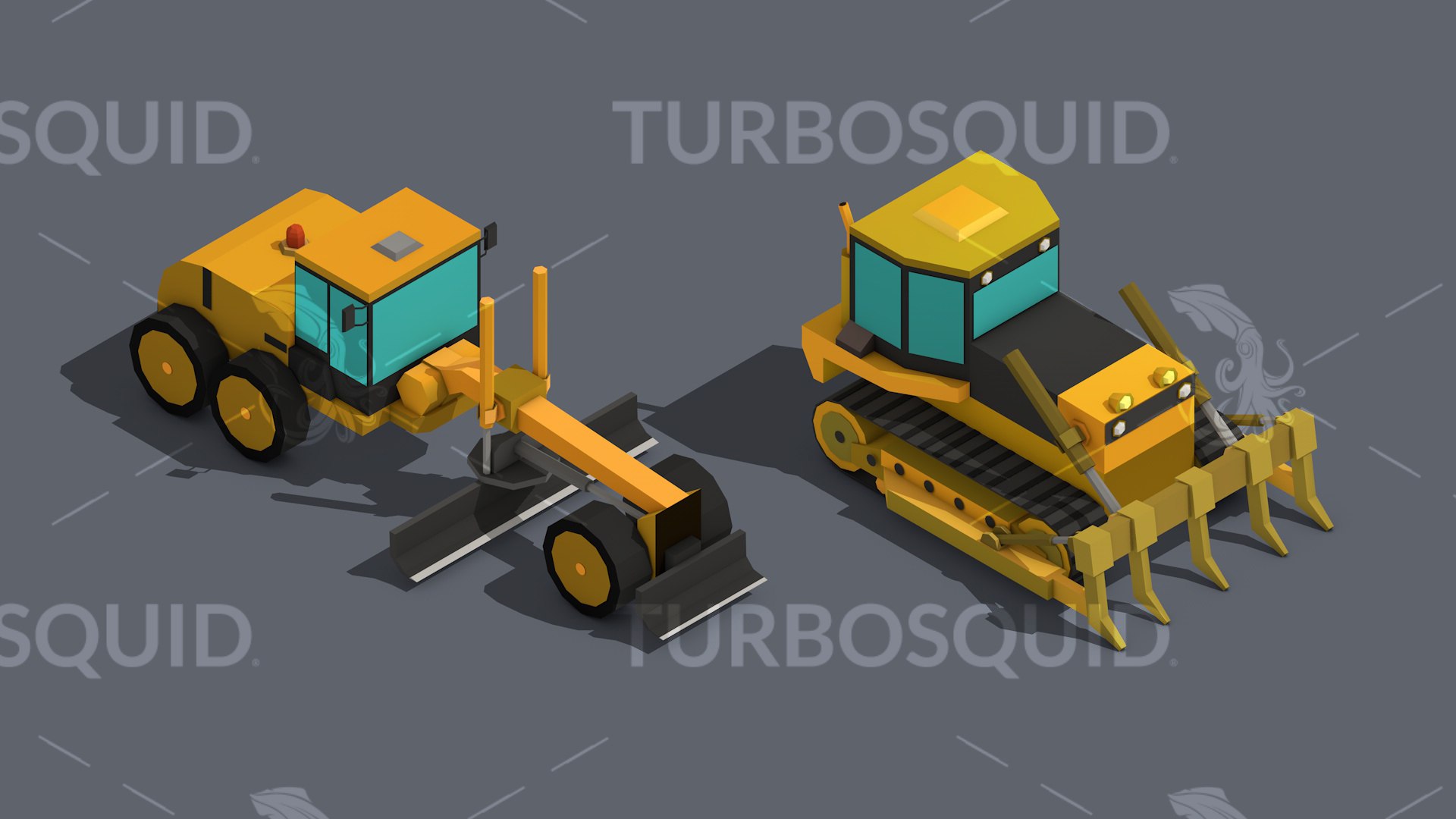 Low Poly Heavy Construction Machinery Equipment Industrial Low-poly 3D ...