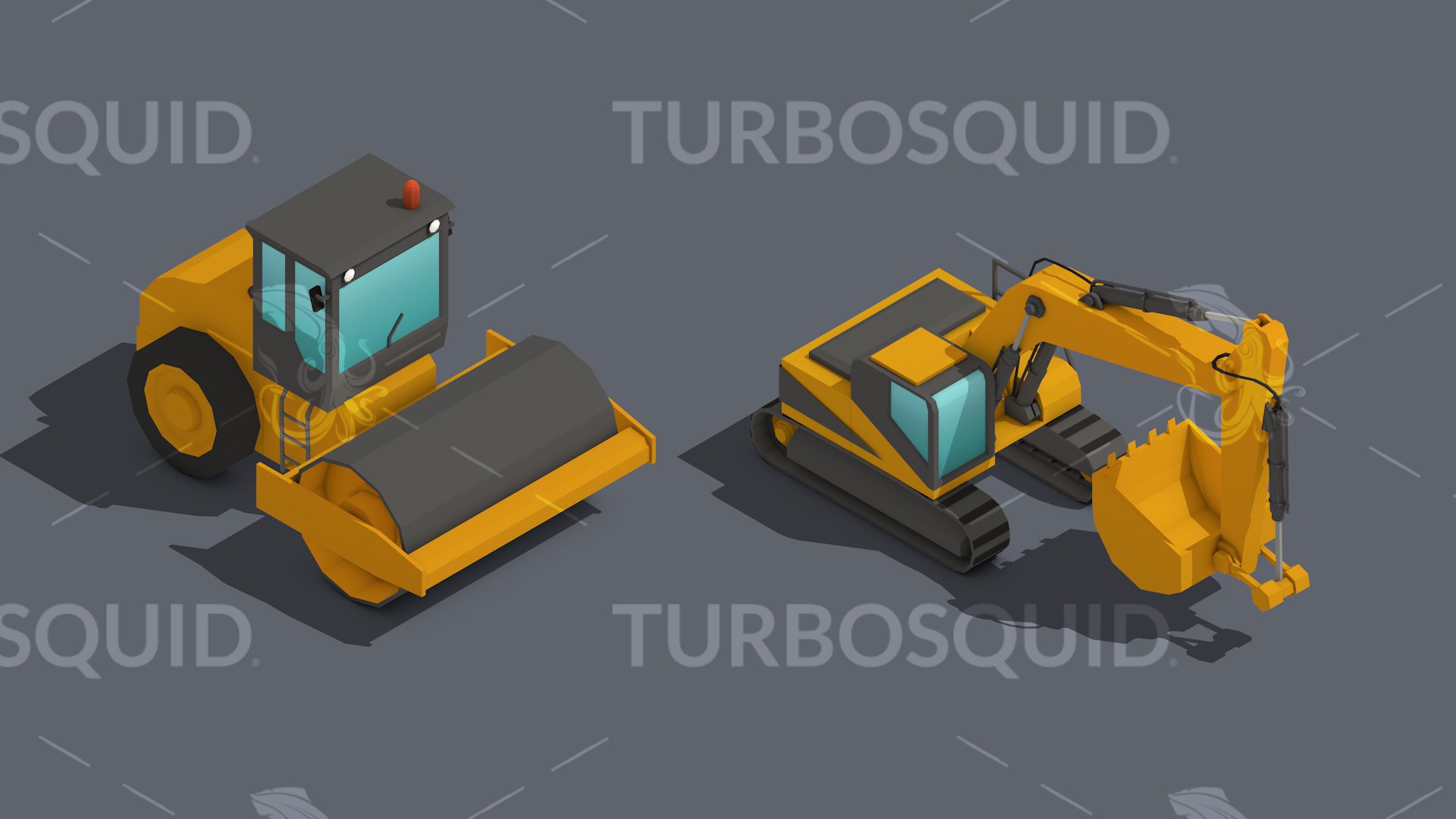 Low Poly Heavy Construction Machinery Equipment Industrial Low-poly 3D ...