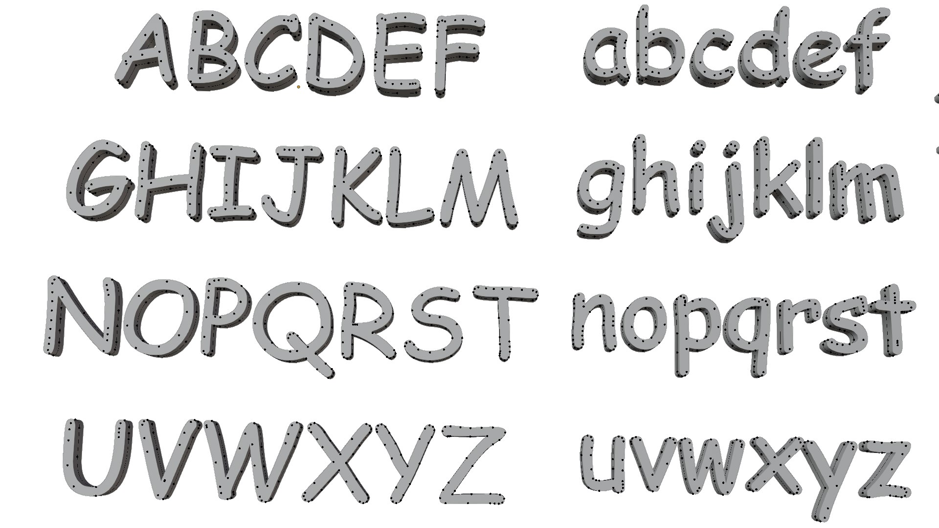 Alphabet Letters Lowercase And Uppercase In Comics Sans Ms Font 3D ...