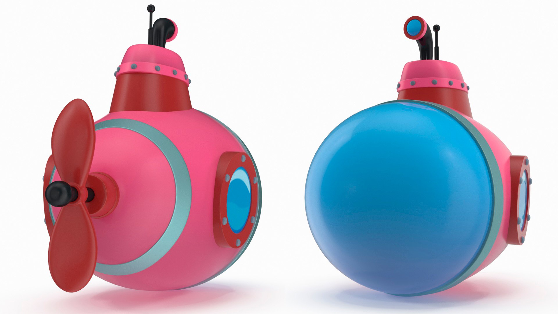 3D Cartoon Style Submarine Pink Model - TurboSquid 2219818