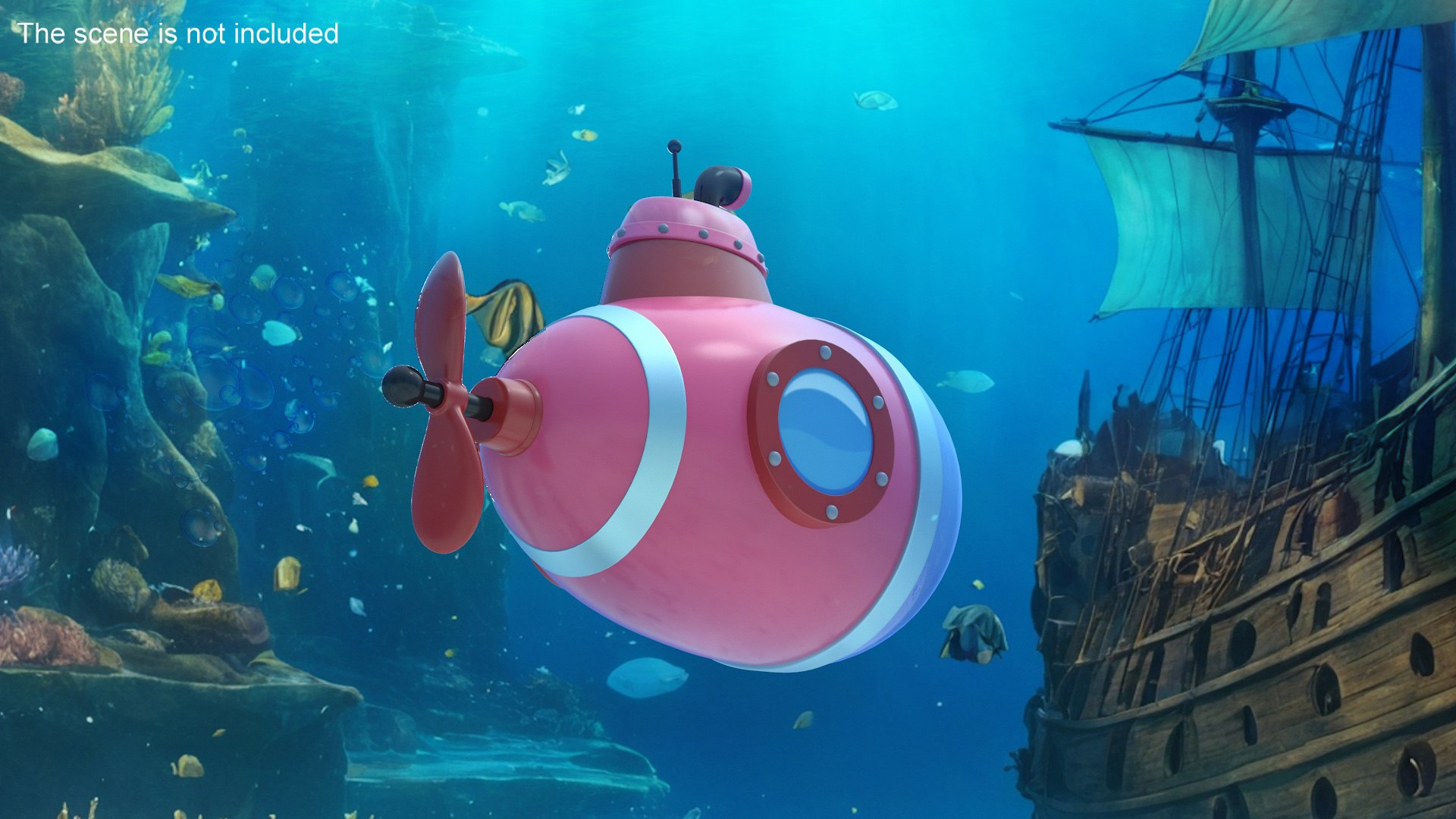 3D Cartoon Style Submarine Pink Model - TurboSquid 2219818