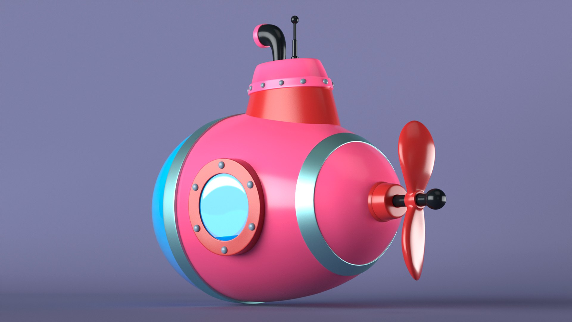 3D Cartoon Style Submarine Pink Model - TurboSquid 2219818