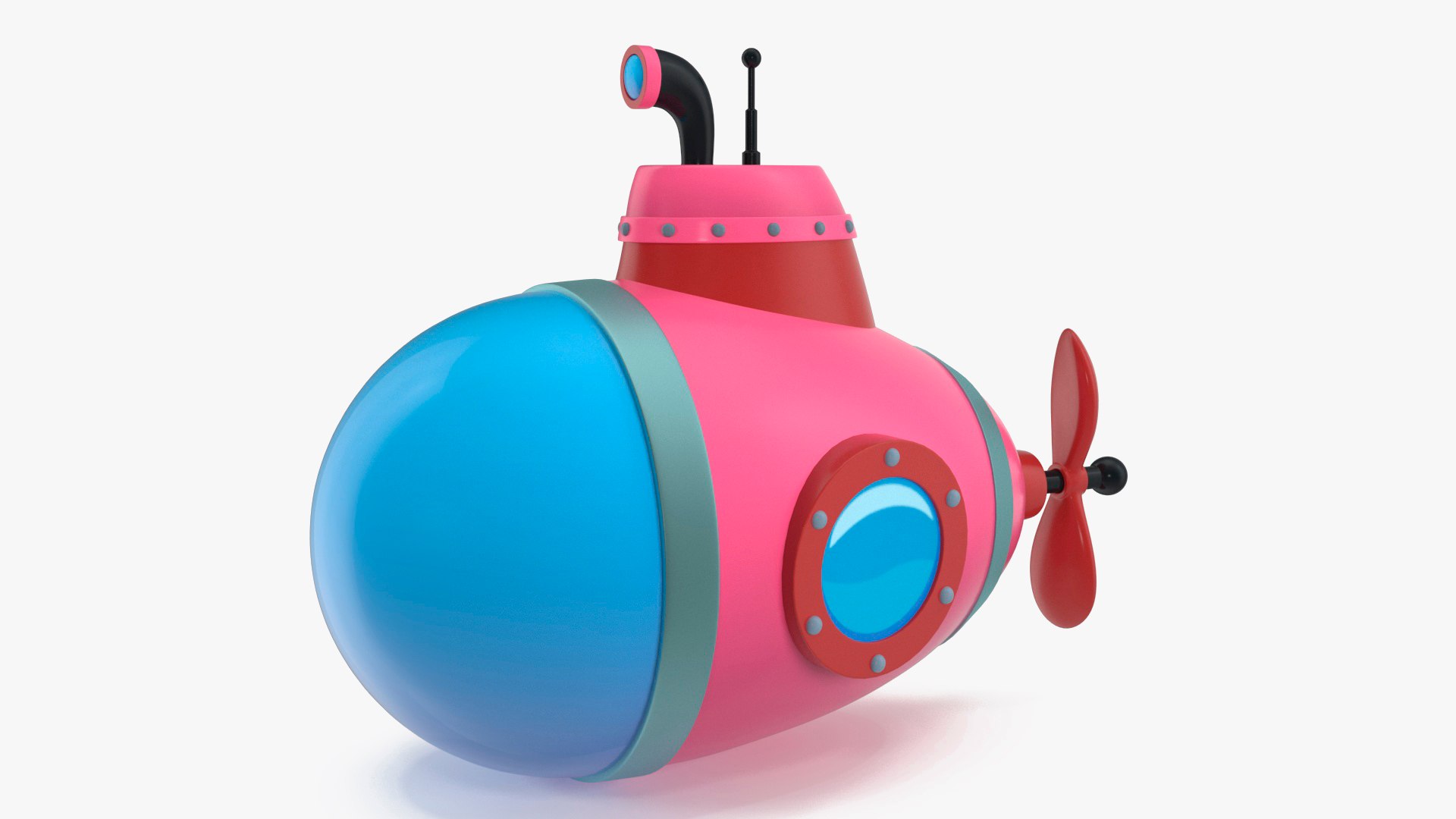 modelo 3d Submarino De Estilo De Dibujos Animados Rosa - TurboSquid 2219818