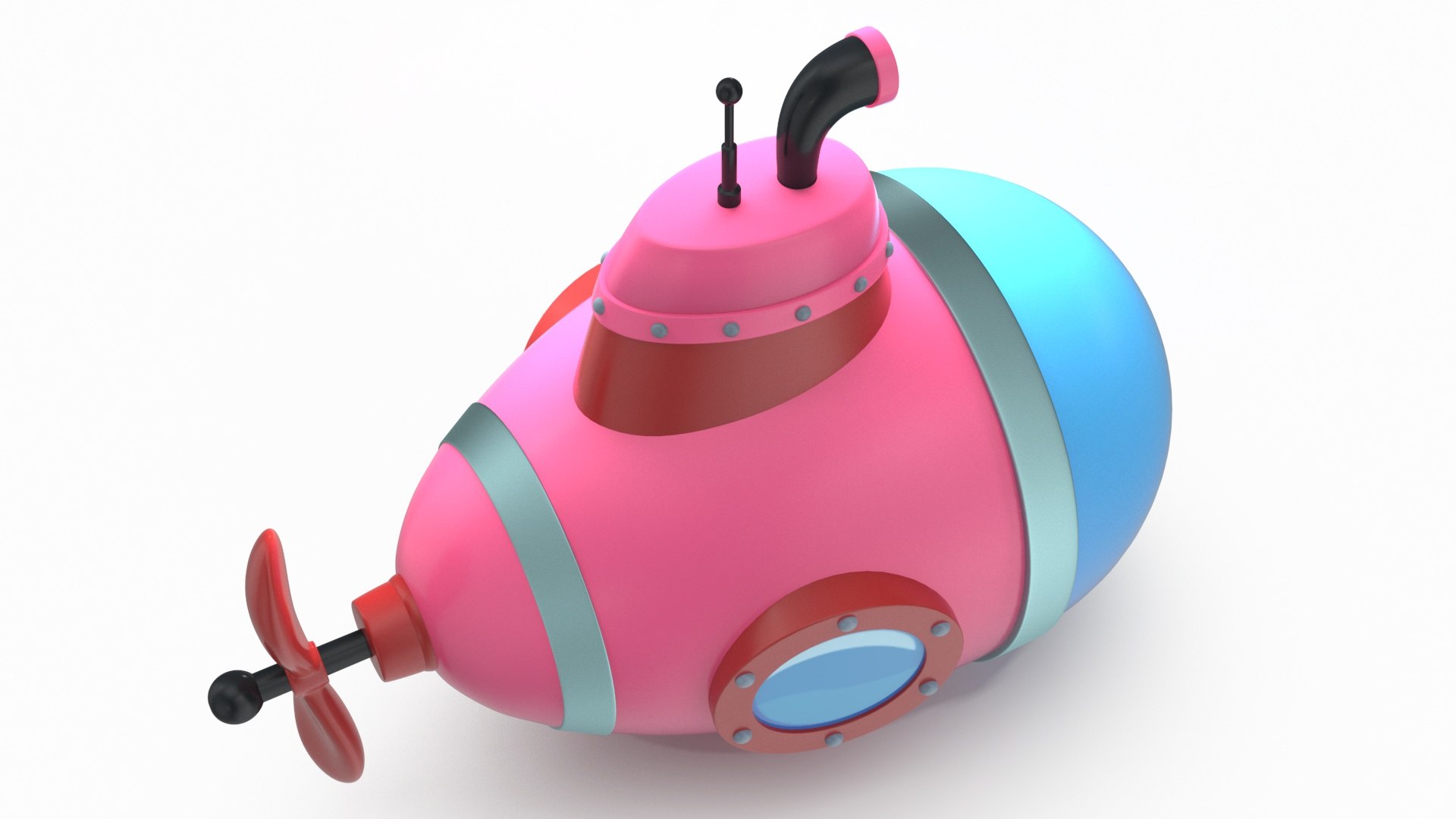 3D Cartoon Style Submarine Pink Model - TurboSquid 2219818