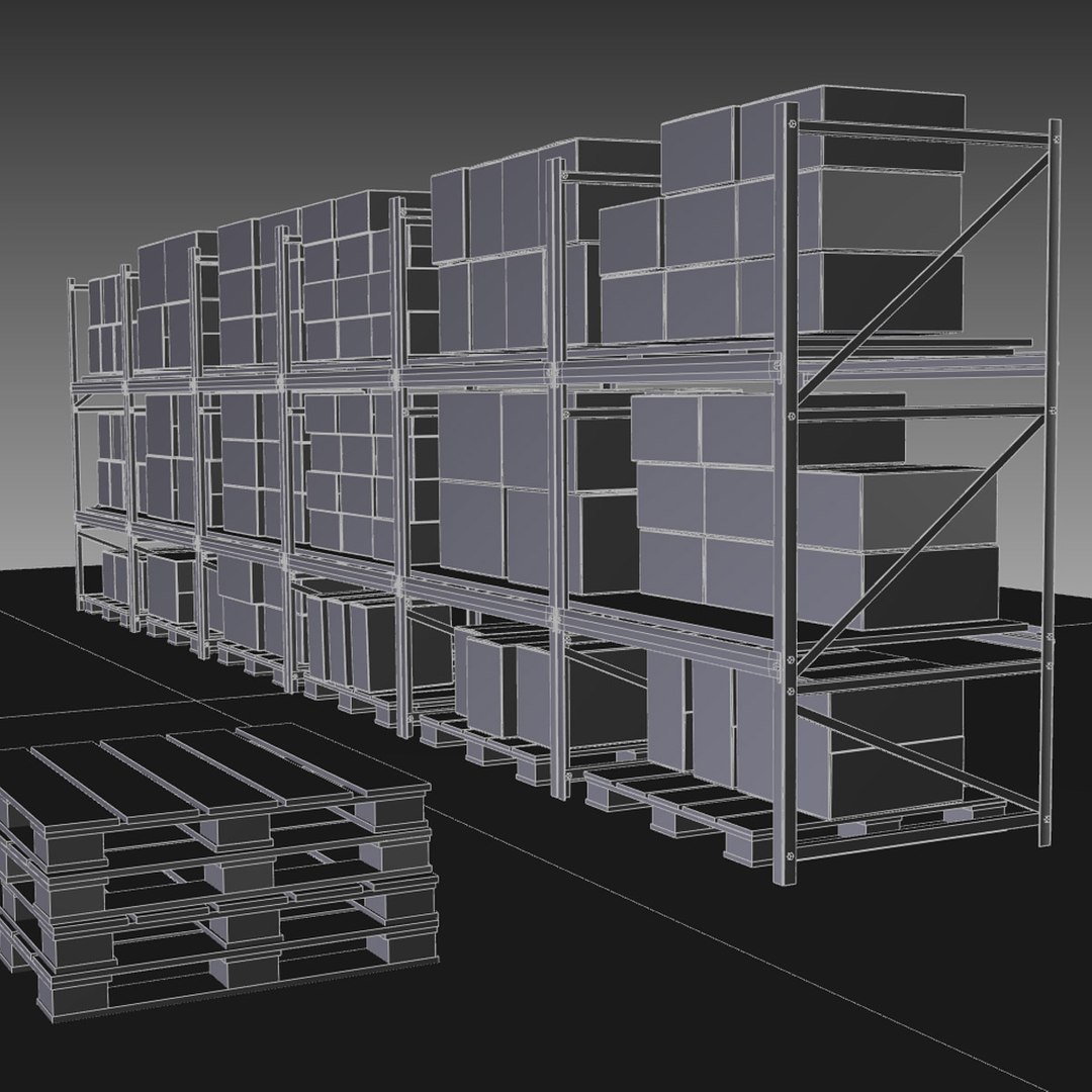 Warehouse Rack Set 3d Model