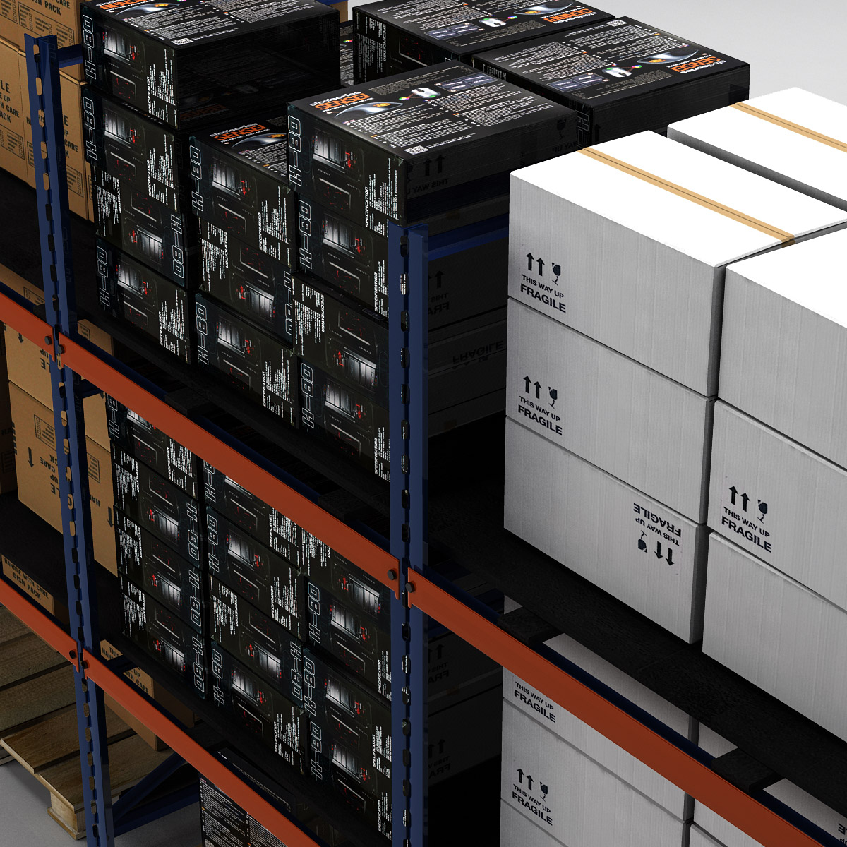 warehouse rack set 3d model