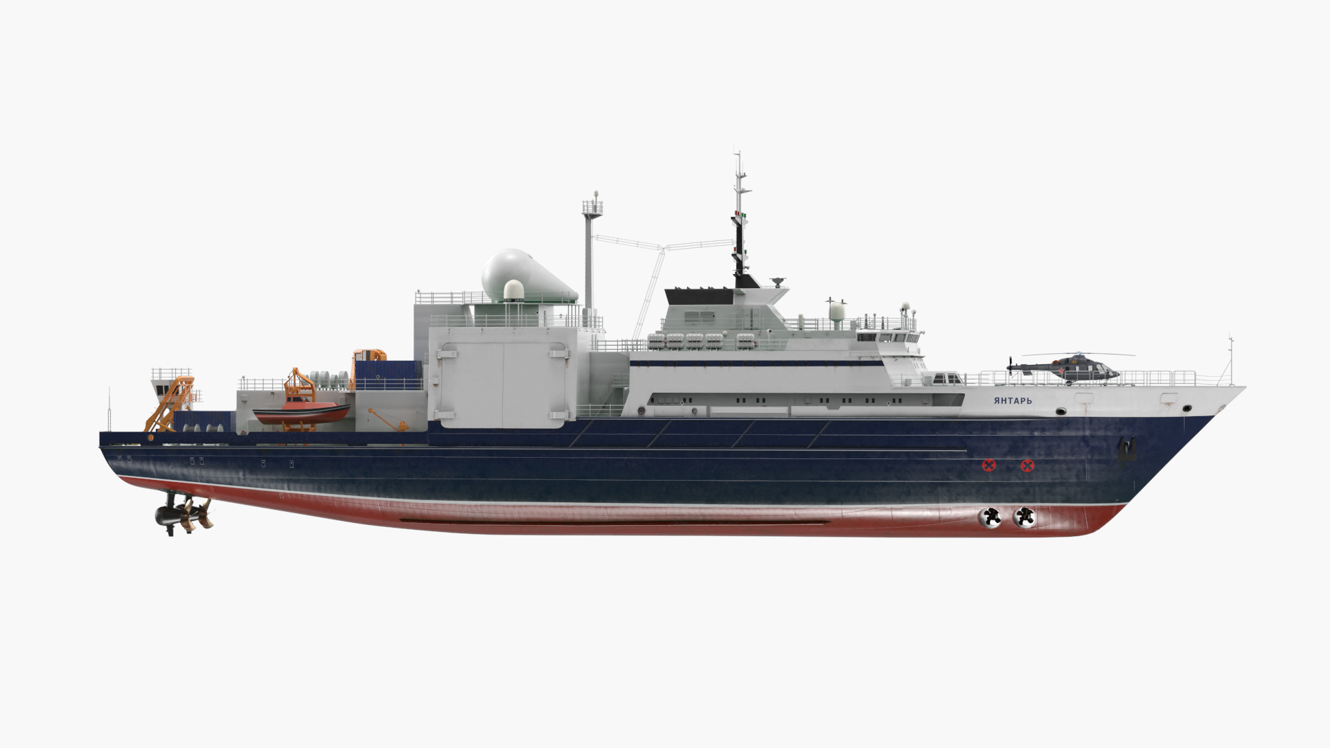 3D Oceanographic Research Ship Yantar With Helicopter Kazan Ansat - TurboSquid 2410815
