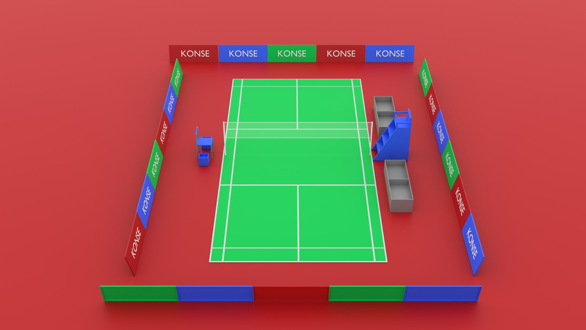 3D Badminton Court, Racket and shuttlecock model - TurboSquid 1821997