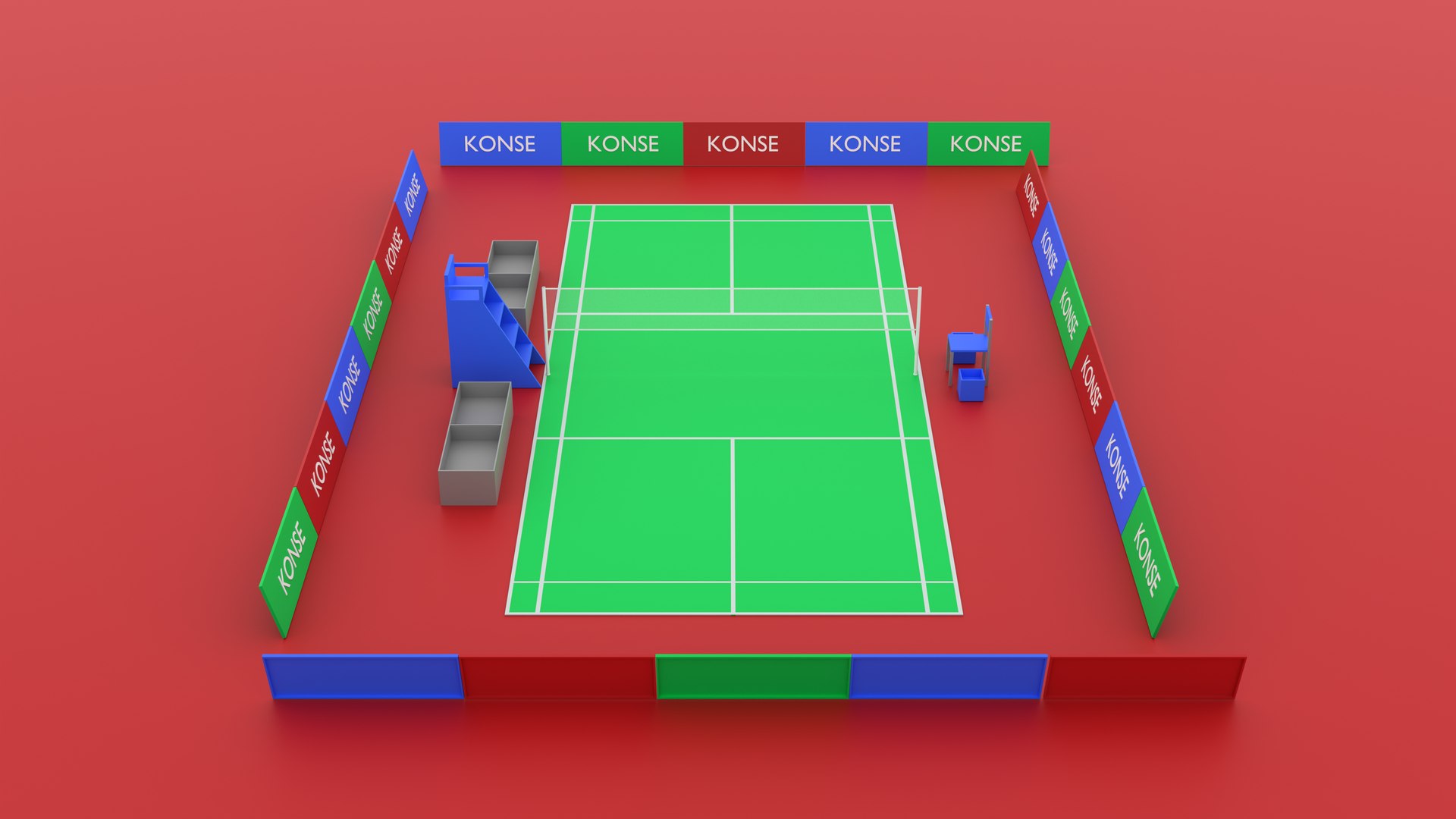 3D Badminton Court, Racket and shuttlecock model - TurboSquid 1821997