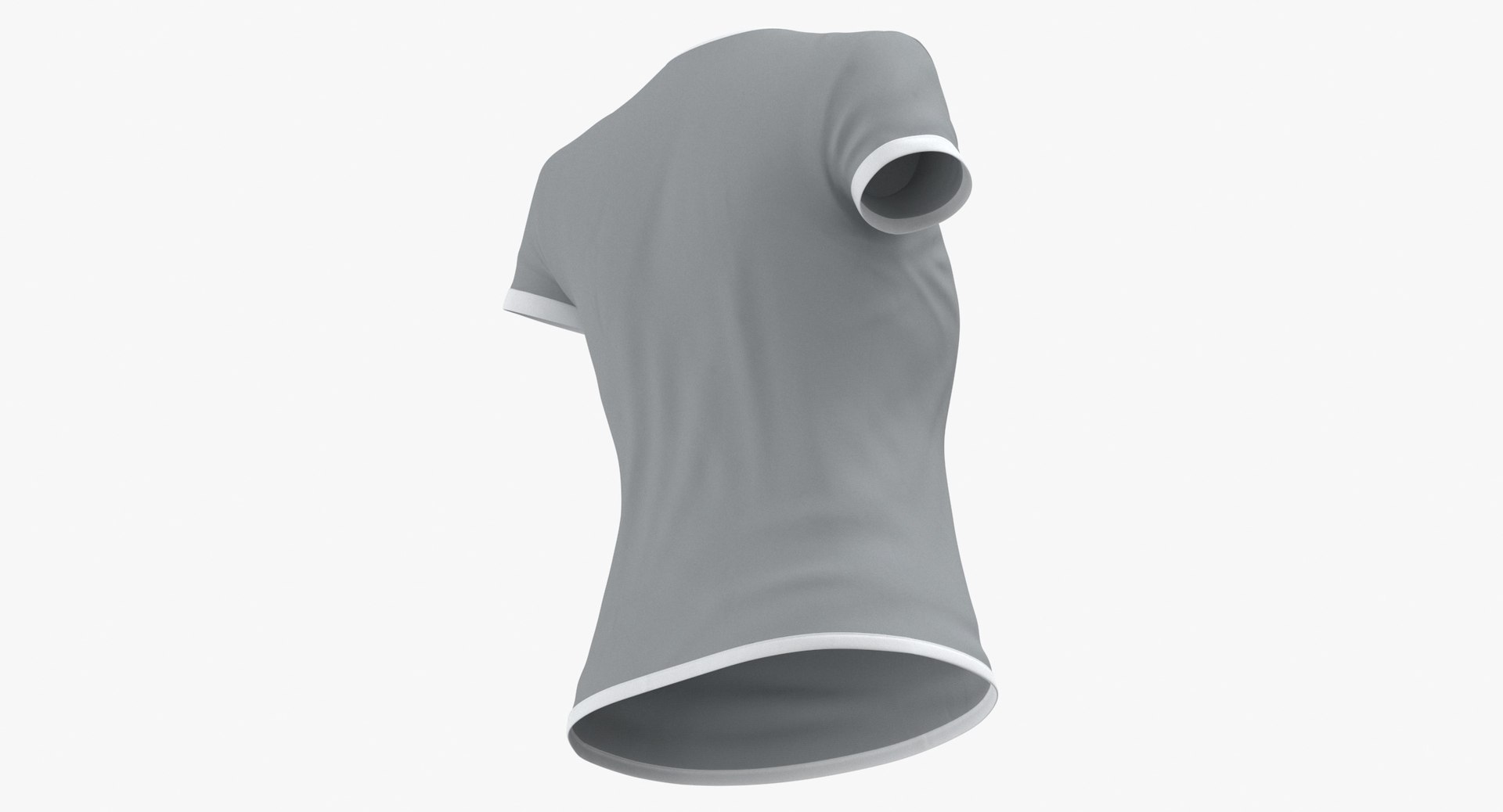 Female Crew Neck Worn White And Gray 02 3D Model - TurboSquid 1731240