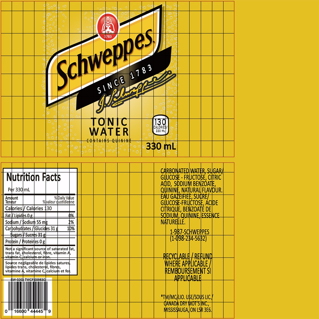 Schweppes Tonic Water Label