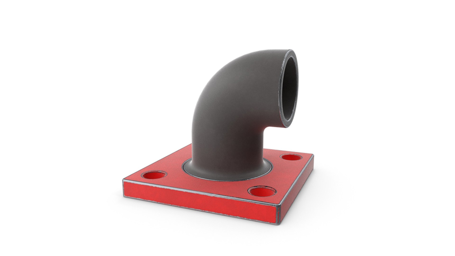 3D Model Square Flange Steel Painted Red PBR - TurboSquid 2299879